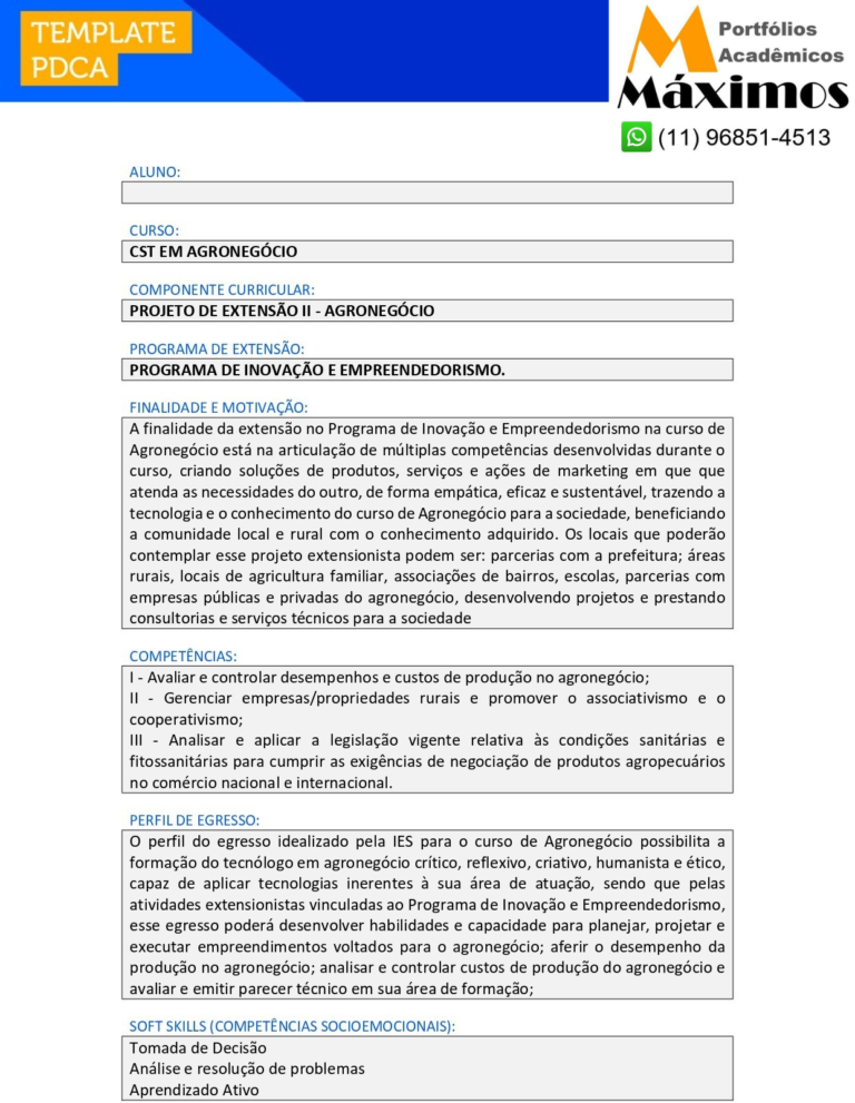 Projeto de extensão II - Agronegócio - Portfólios Máximos Acadêmicos Projeto de extensão II - Agronegócio - Portfólios Máximos Acadêmicos
